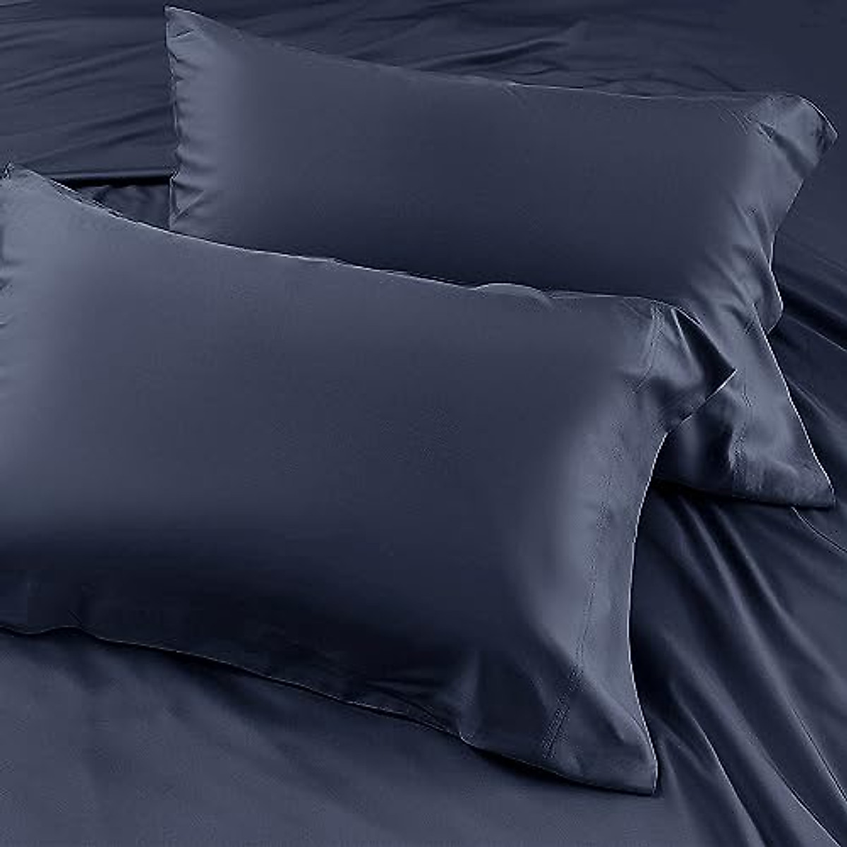 Lavisun Cooling Pillow Cases Set of 2 Standard, Rayon Derived from Bamboo Pillowcases, Skin-Friendly Envelope Closure Pillow Cases, Soft Breathable Pillow Covers for Hot Sleepers, 20"x26", Navy Blue