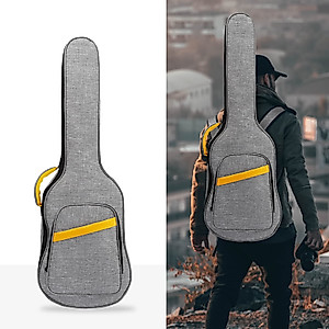 LETSROCK 39 Inch Electric Guitar Bag, Electric Guitar Case Gig Bag with 0.4 Inch Thick Padding Premium Dual Adjustable Shoulder Strap Pocket & Neck Strap Gray