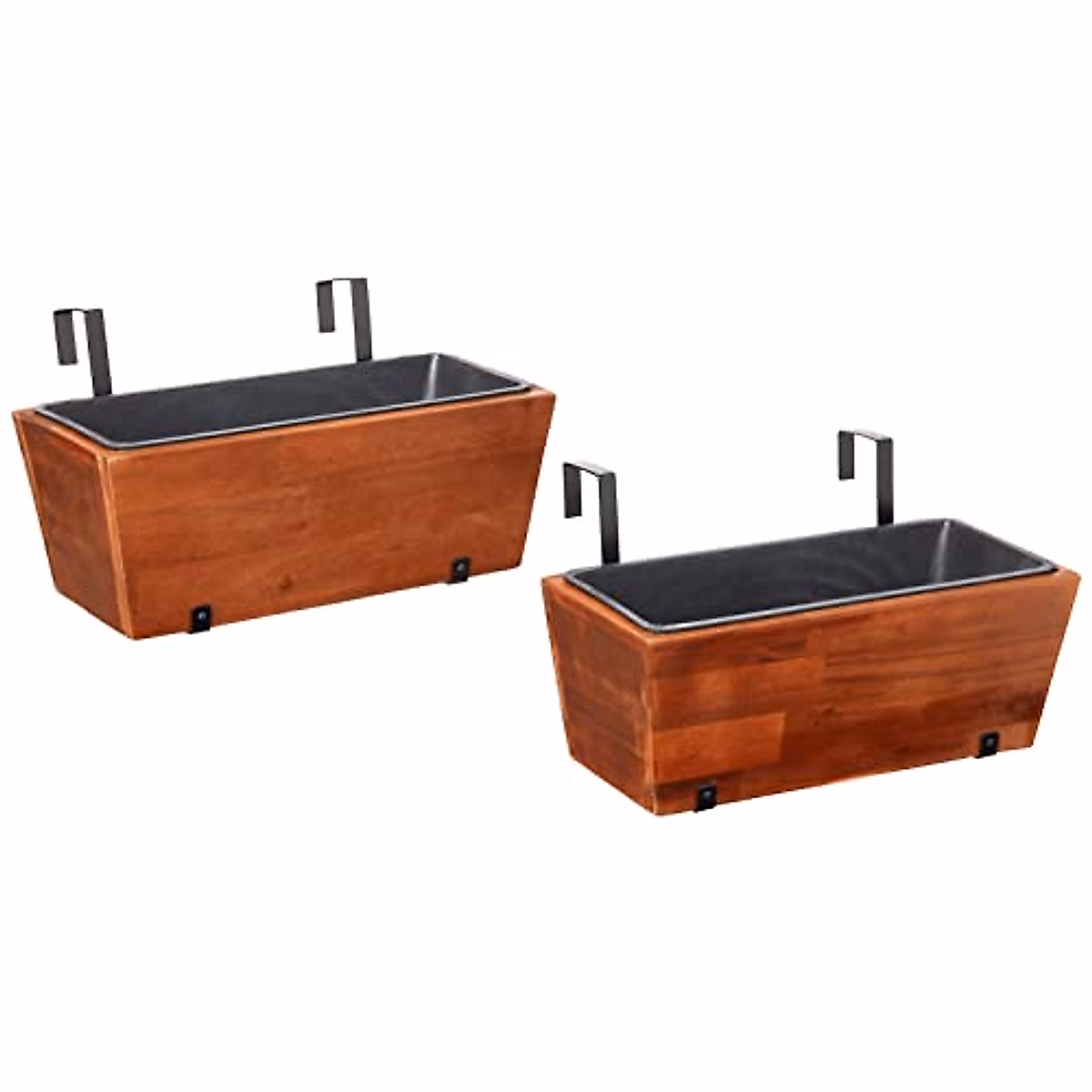 Amazon Aware Acacia Wood 18-Inch Hanging Rectangular Garden Planter, Brown, 2-Pack