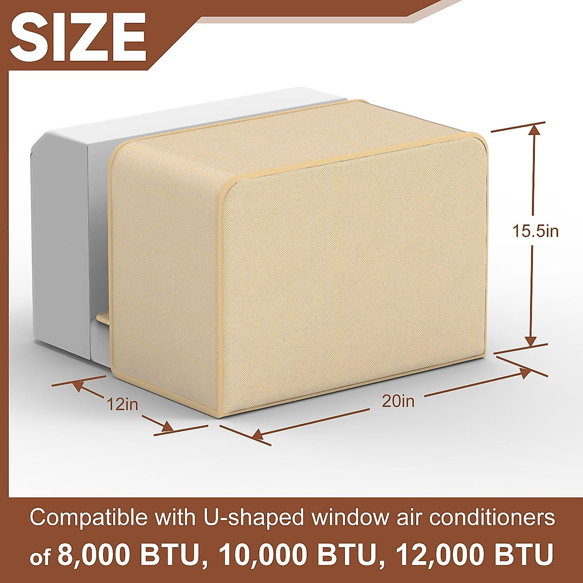 BJADE'S Window AC Cover Compatible with Midea U-Shaped Window Air Conditioner Unit,Heavy-Duty,Waterproof 600D Polyester Outdoor AC Covers,Dustproof & Windproof Outside Window AC Protection Cover