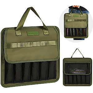 KHEDALTS Fishing Jig Bag Large Lures Bags Saltwater & Freshwater,Slow Pitch Jigs Storage Bag Suitable For Max 10inch Jigs,Heavy Duty Offshore Fishing Jigs Lead Bag For Men Gifts Waterproof Army Green