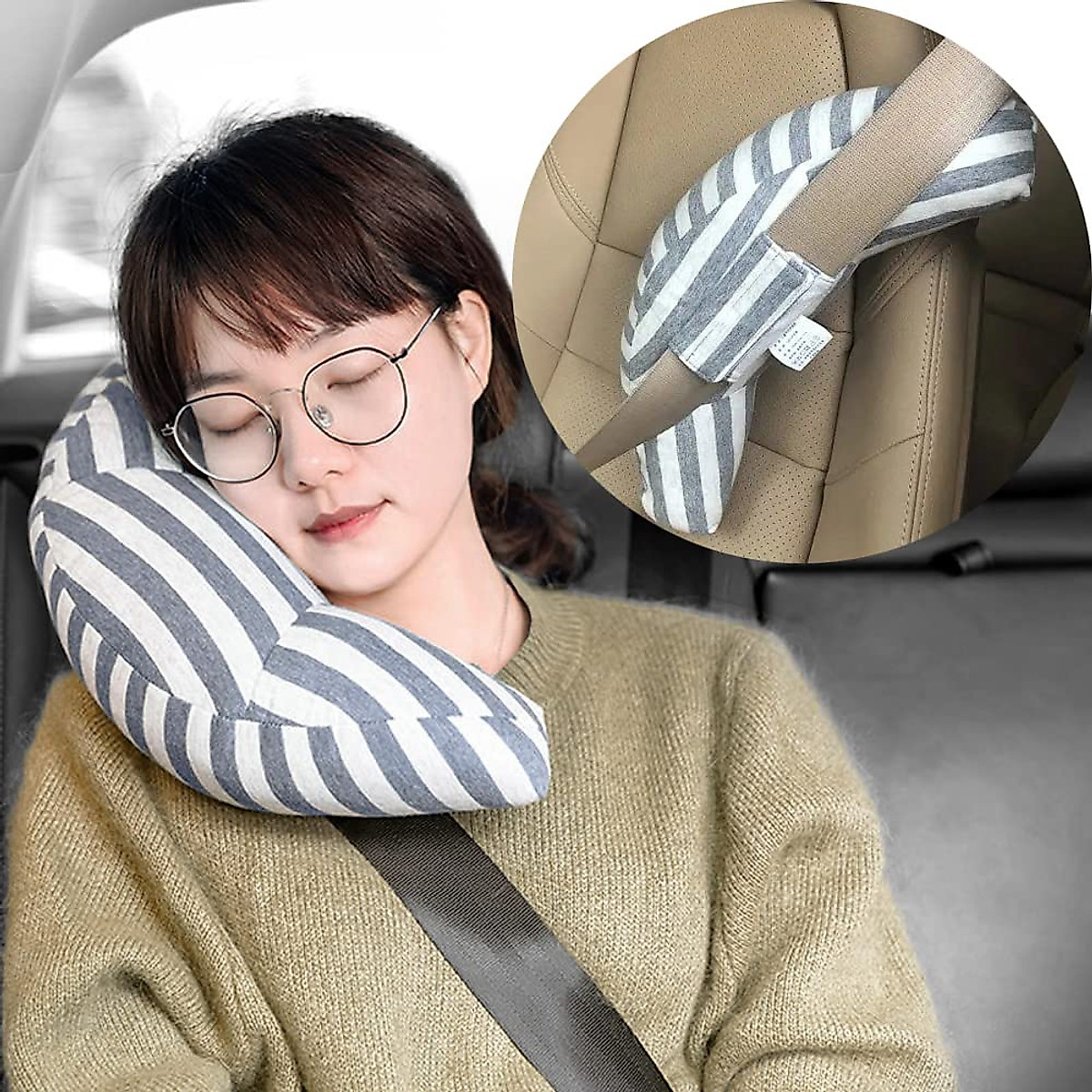 Kids Car Travel Pillow Car Seat Belt Pillow Cute Plush Headrest Cushion Neck Pillow Safety Strap Cover Universal Fit
