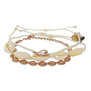Pura Vida Bracelets Pack Light Knotted Wave Chain Bracelet Stack - Set of 3 Stackable Bracelets for Women, Summer Accessories & Cute Bracelets for Teen Girls - 1 Chain Bracelet & 2 String Bracelets