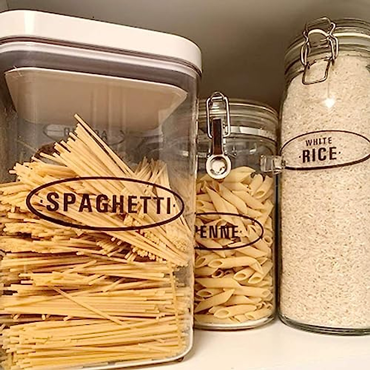 Talented Kitchen Pantry Labels - 164 Contemporary Preprinted Kitchen Label Set. Clear, Water Resistant Stickers, Food Jar Label. Jar Decals for Pantry Organization & Storage (Set of 164 - Contemporary