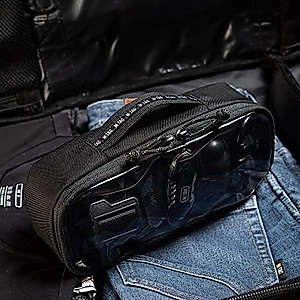 M-Tac Elite Bag Organizer Transparent Medium - Tactical Clear Durable Pouch with Zipper, Handle and Nylon Mesh Bottom (10.2 x 4.3 inches, Black)