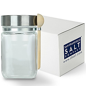 San Francisco Salt Company 8 oz. Glass Jar with Spoon (Chrome Finish Screw-Top Lid)