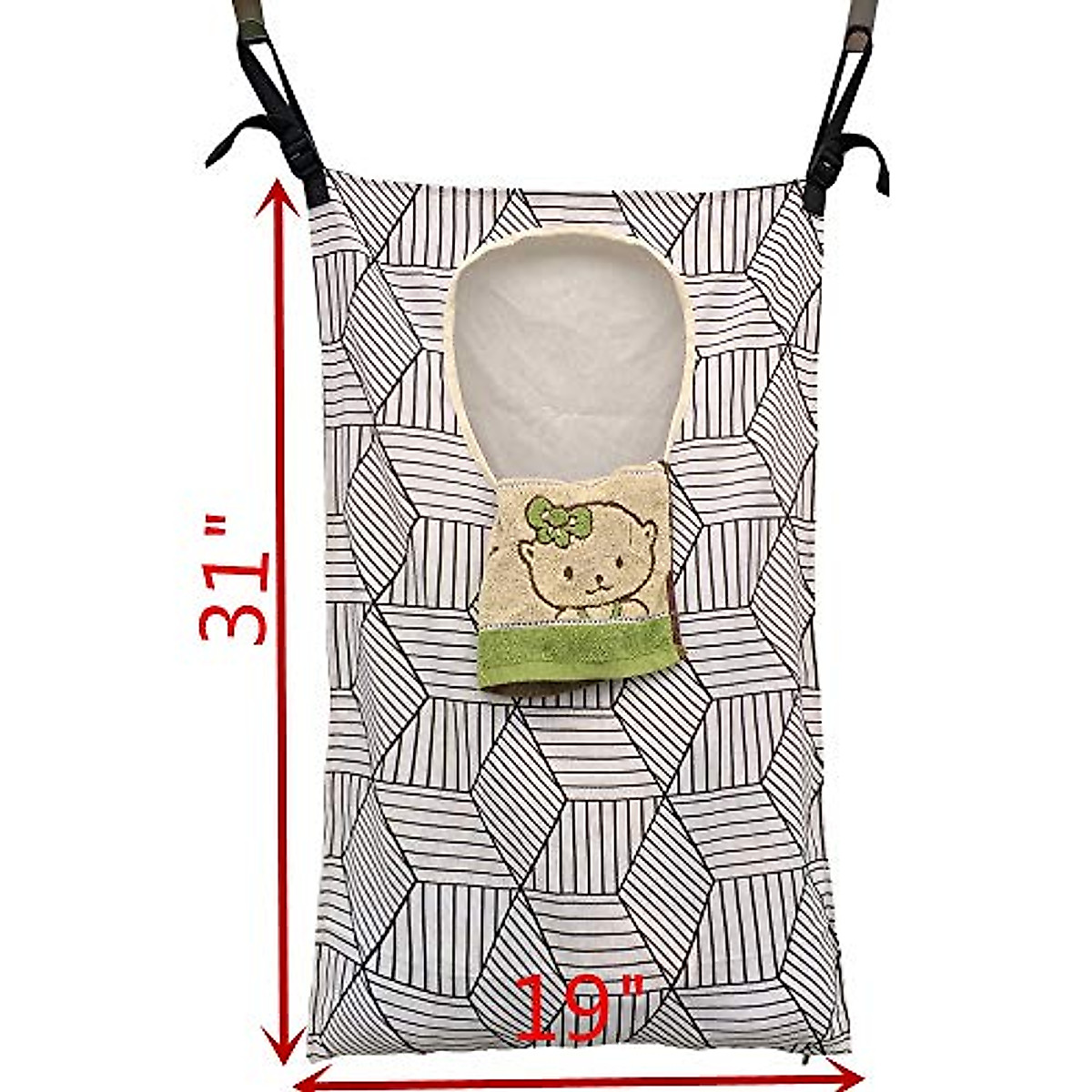 HDHYK Adjustable Space Saving Door Hanging Laundry Hamper with Stainless Steel Hooks