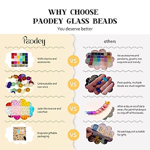Paodey 6mm Glass Beads for Bracelets 1400pcs, Bracelet Making Kit 24 Colors Crystal Beads for Jewelry Making Round Beads DIY Crafts with Spacer Beads Charms Accessories