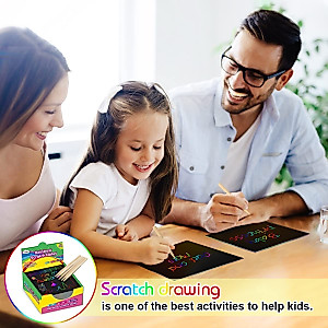 ZMLM Gift Christmas for Girl Art-Craft Kit: Rainbow Scratch Paper Magic Art Craft Project Supply Toddler Drawing Activity Kid Travel Toy Age 3-12 Year Old Birthday Gift