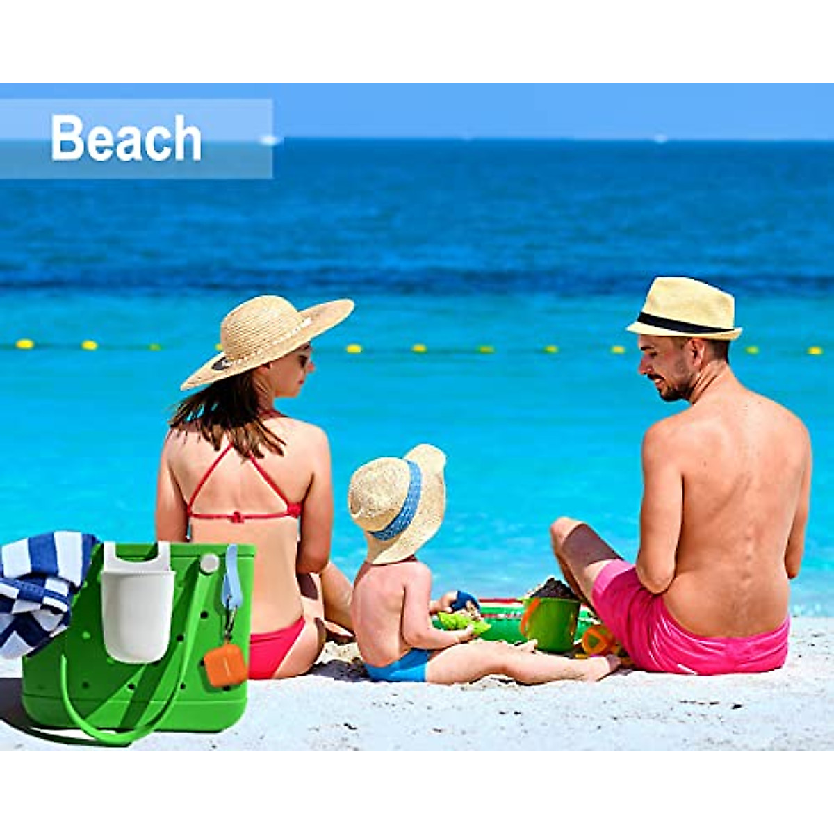 Aovaely 4 Pack Beach Bag Charms Hooks, Beach Bag Accessories Inserts for Hanging Key Cup Holder Tote Bag Accessories for Beach Camping