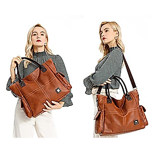 23“ Large Hobo Purses for Women Vegan Leather Crossbody Bags Adjustable Strap Tote Shoulder Bags with Side Pocket Top Handle Satchel Purses and Handbags Black