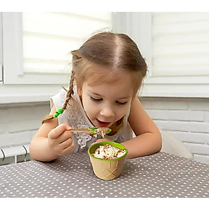 Dessert Bowls, 4 Pack Ice Cream Bowl Spoon Set,Frozen Yogurt Cups with Spoons Durable Plastic Candy Color Lovely Dessert Bowl DIY Ice Cream Tools For Festive Party Favor Kids Gift