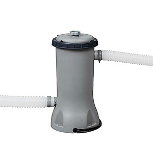 Bestway Power Steel 13' x 42" Round Above Ground Outdoor Swimming Pool Set with Shaded Canopy, 530 Gallon Filter Pump, Ladder, and Pool Cover