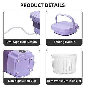 Nidouillet 11L portable washing machine, mini washing machine for underwear and baby clothes,Comes with a drain basket and drainpipe for apartments, dormitories, hotels, and outdoor camping