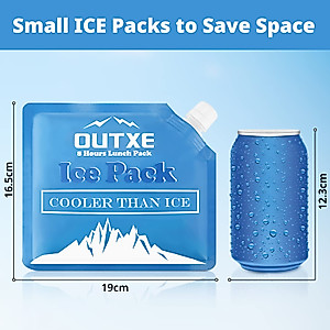 OUTXE Ice Packs for Lunch Bags 8 Pack, Reusable Freezer Packs for Lunch Box Long Lasting, Keep Food Fresh and Cold in Lunch Bags and Breastmilk Bags- Pack of 8