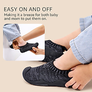 STQ Toddler Shoes for Boys Slip on Sneakers Kids School Tennis Sock Shoes Black Grey Size 5 Toddler