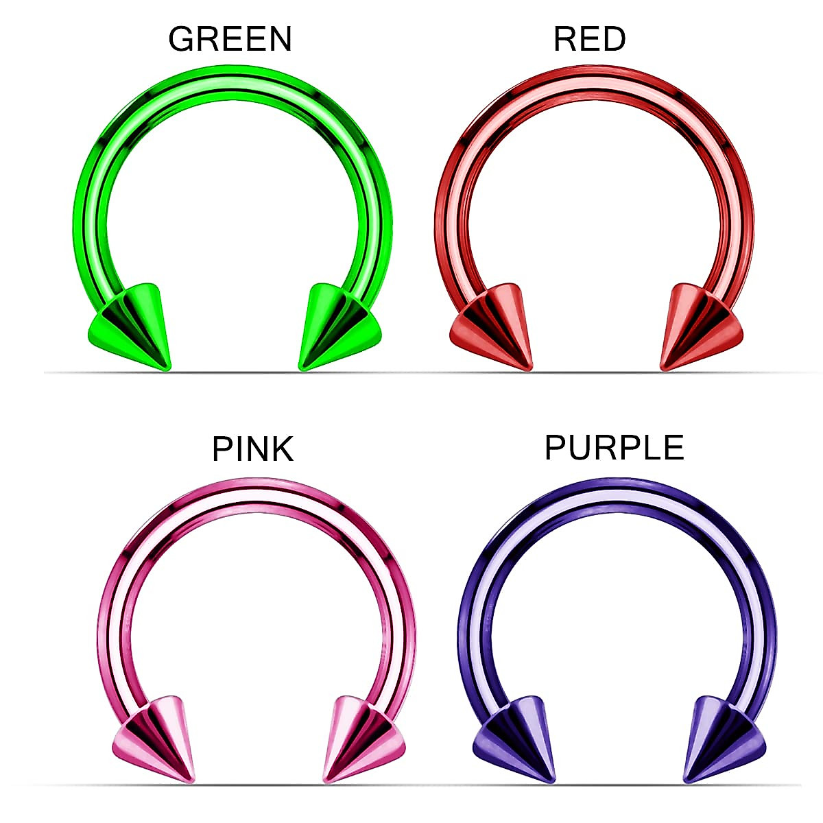 AtoZ Piercing Colorful Red Neon Anodized 16 Gauge - 8MM Length 316L Surgical Steel CBB with Cone Body Jewelry