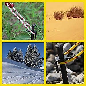 Clarmonde 12-Inch Tent Stakes & Tent Hammer, Heavy Duty Camping Stakes, Forged Steel Tent Pegs Unbreakable and Inflexible, Available in Rocky Place Dessert Snowfield and Grassland (Black)