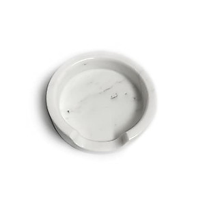 StonePlus Natural Marble Round Small Spoon Rest for Stove Top Spatula Fork Ladle Utensil Rest Keeper,Cooking Spoon Organizer,Kitchen Tool Spoon Holder (Jazz White)