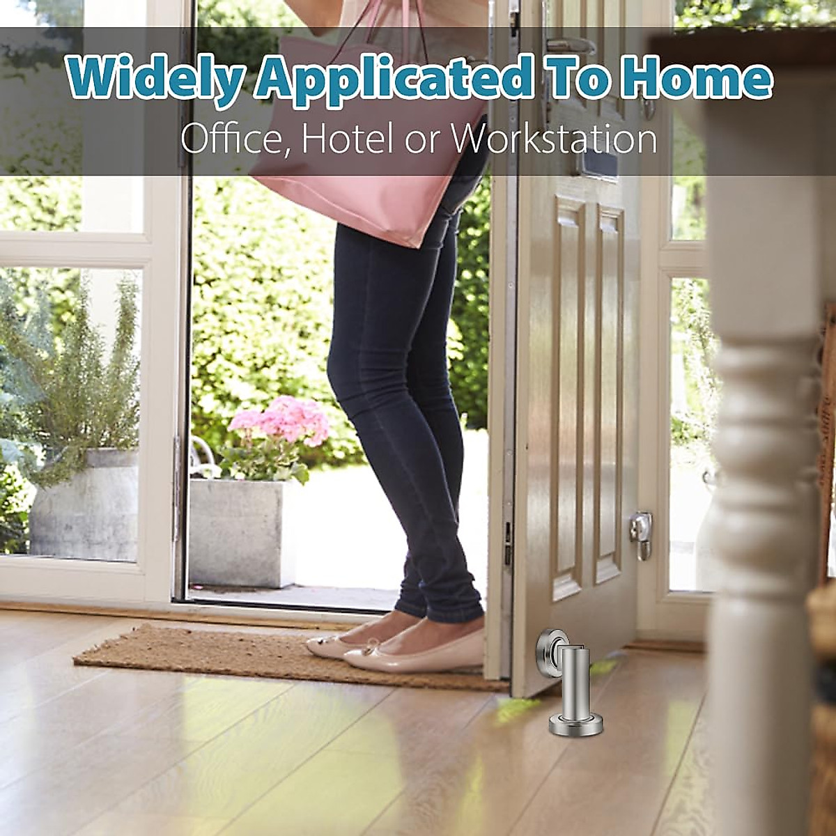 Door Stopper,2 Pack Magnetic Door Stop, Heavy Duty Stainless Steel Door Catch, Holder Your Door, Modern Wall/Ground Mount Door Stopper