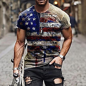 Mens Tshirts Short Sleeve, Designer T Shirts Long Sleeve T-Shirt Oversized T Shirts For Boys Plaidstreet Skull Muscle Short Sleeve Print Personality Fashion Fashion T-Shirt (1-Khaki,4X-Large)