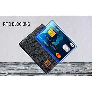 Lanyani Wallets For Boys Men Kids Teens Teenager Fabric RFID Blocking Bifold Wallet Small Thin (Crosshatch Black)