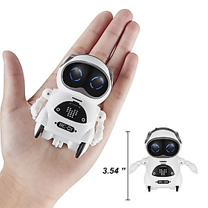 Haite Mini Robot, Pocket Robot for Kids with Interactive Dialogue Conversation, Voice Recognition, Chat Record, Singing& Dancing, White