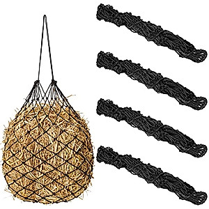 4 Pcs Slow Feed Hay Net Hay Feeder Hay Bag Hay Net for Horses Slow Feeder Haynet 40 Inch Length with 2 Inch Holes Hanging Horse Feed Net for Horses Goat Cattle Equine Stalls Barn Supplies (Black)