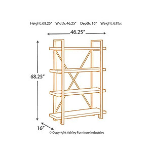 Signature Design by Ashley Forestmin Vintage 4 Tier Wood Bookcase, Light Brown