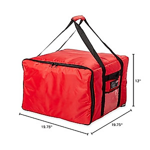 Rubbermaid Commercial Products Insulated Pizza & Food Delivery Bag, Large, 19.75in x 19.75in x 13in, Red, Pizza/Food Warmer Bag/Carrier, Resueable Warming Bag Doordash/Catering