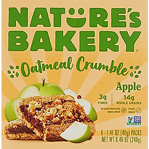 Nature's Bakery Oatmeal Crumble Bars, Apple, Real Fruit, Vegan, Non-GMO, Breakfast bar, 1 Box With 6 Packs, 6 Count