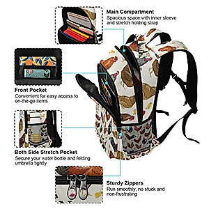 Custom Chicken Roosters Backpack Personalized Name Bookbags Reflective Design Travel School Bag for Student with Adjustable Buckles