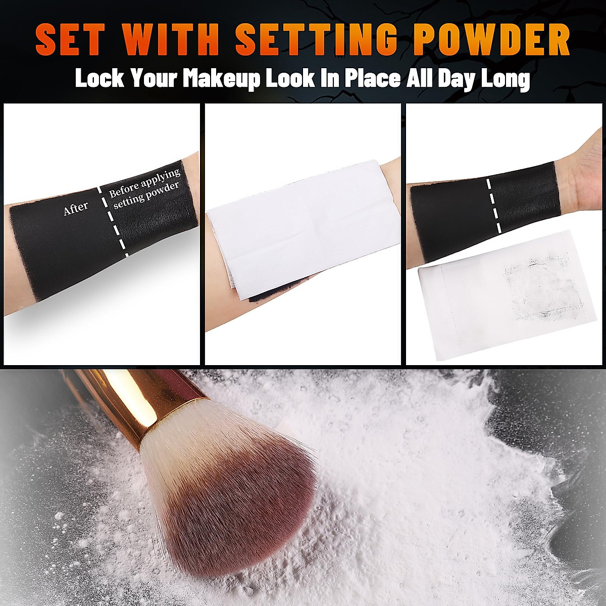 BOBISUKA Halloween Cosplay SFX Makeup Black + White Face Body Paint Special Effects Makeup Kit Dress Up Non Toxic Face Painting Kits for Adult Full Coverage Face paint Fx Make Up