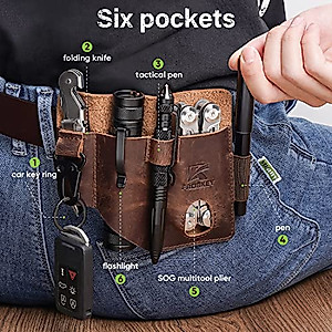 Froskey Leather Multitool Sheath, Leatherman Sheath, EDC Belt Organizer for Work, EDC Pocket Organizer fit Belt for 1.4 in-2.2 in, Gifts for Men