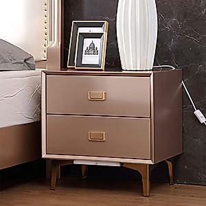 HIGOH Bedside Table Modern Minimalist Nightstands Bedroom Furniture Smart with Lamp Fashion Bedside Table Light Luxury Designer Storage Cabinet