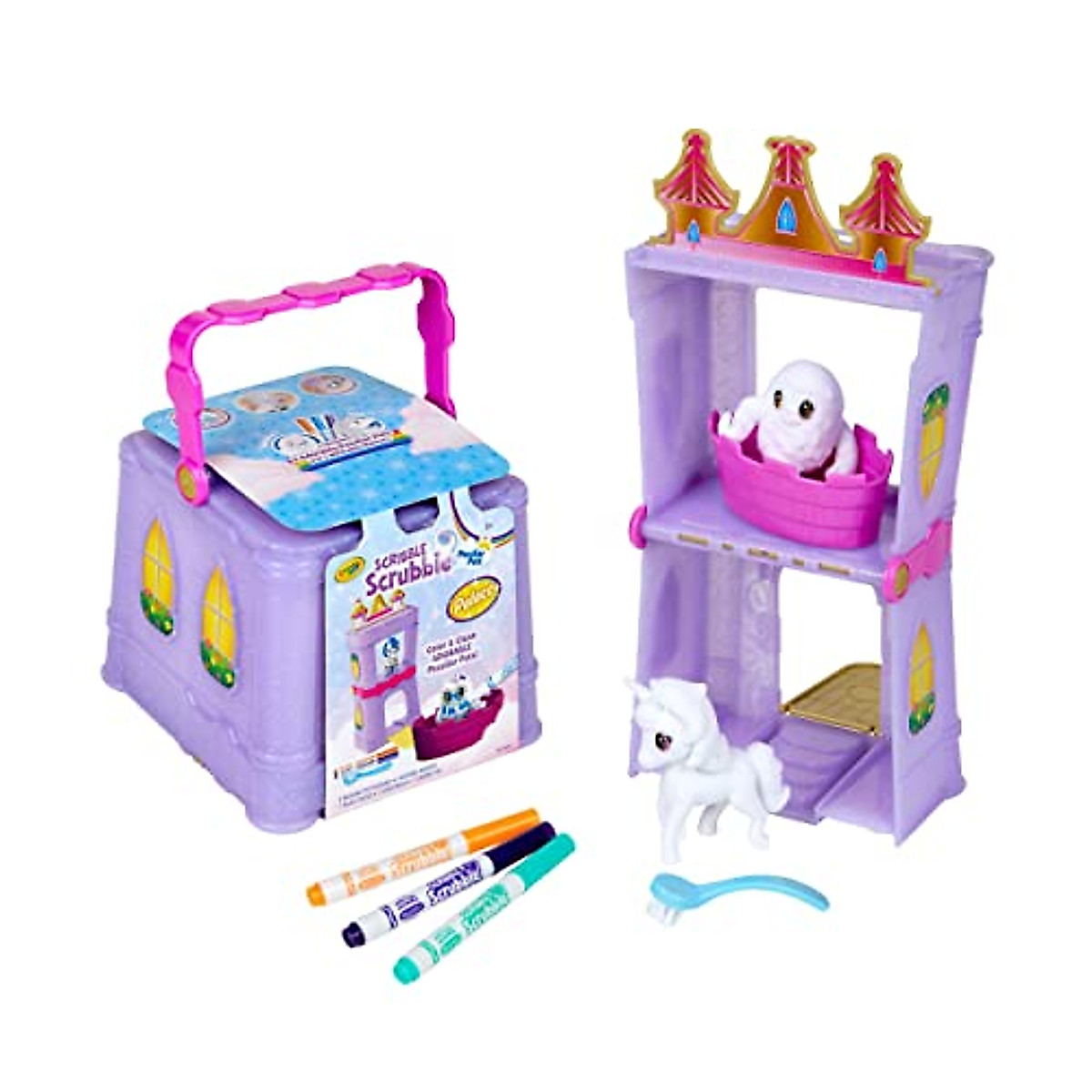 Crayola Scribble Scrubbie Peculiar Pets, Palace Playset with Yeti & Unicorn Toys, Kids Gifts for Girls & Boys, Ages 3, 4, 5, 6