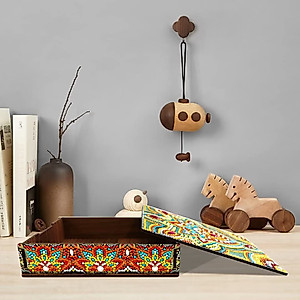 5D Diamond Painting Wooden Storage Box Rectangular Retro Desktop Decor Jewelry Storage Box Drill Wood Organizer for Home Office Storage Christmas Gift