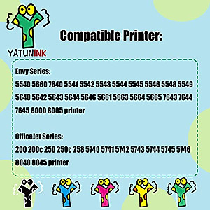 YATUNINK Remanufactured 62XL Ink Cartridge for HP 62XL 62 XL Black Ink Cartridge for HP Envy 5540 Envy 7640 5542 5640 5642 5643 5660 5661 7645 Officejet 200 250 5740 5745 Printer Ink (Black 2 Pack)