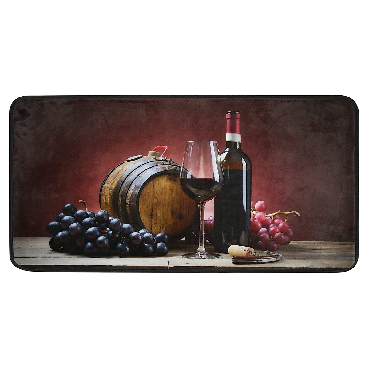 Red Wine Glass Grapes Kitchen Rug Romantic Floor Comfort Mats Bath Rugs Entryway Welcome Non Slip Area Rug for Bedroom Living Room Doormats Home Decor 39" X 20"