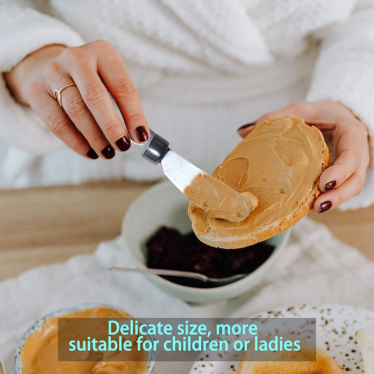 uproll Butter Knife Spreader Set, Multi-Purpose Cheese Spreader Knives for Butter, Cheese, Peanut, Toast, Cakes, Desserts, Stainless Steel Blades, Ergonomic Handle