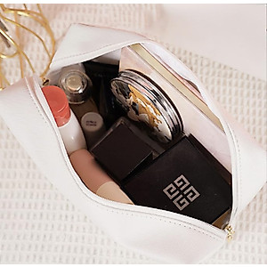 HUTIP Leather Makeup Bag Cosmetic Pouch Small Makeup Pouch for Purse Minimalist Travel Pouch Waterproof Toiletry Bag Set, Personalize Makeup Bags Cosmetic Bags for Women