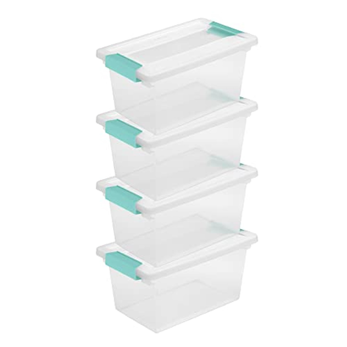 Sterilite 64 Quart Latching Clear Plastic Storage Organizer Tote Container Bin Box, 6 Pack & Medium Clip Boxes for Organization and Storage, 4 Pack