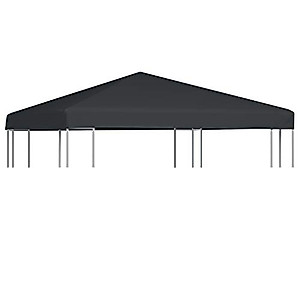 vidaXL Gazebo Cover, Canopy Top Replacement, Sunshade for Garden Patio Beach, Outdoor Gazebo Cover with Durable Polyester Fabric, Gray