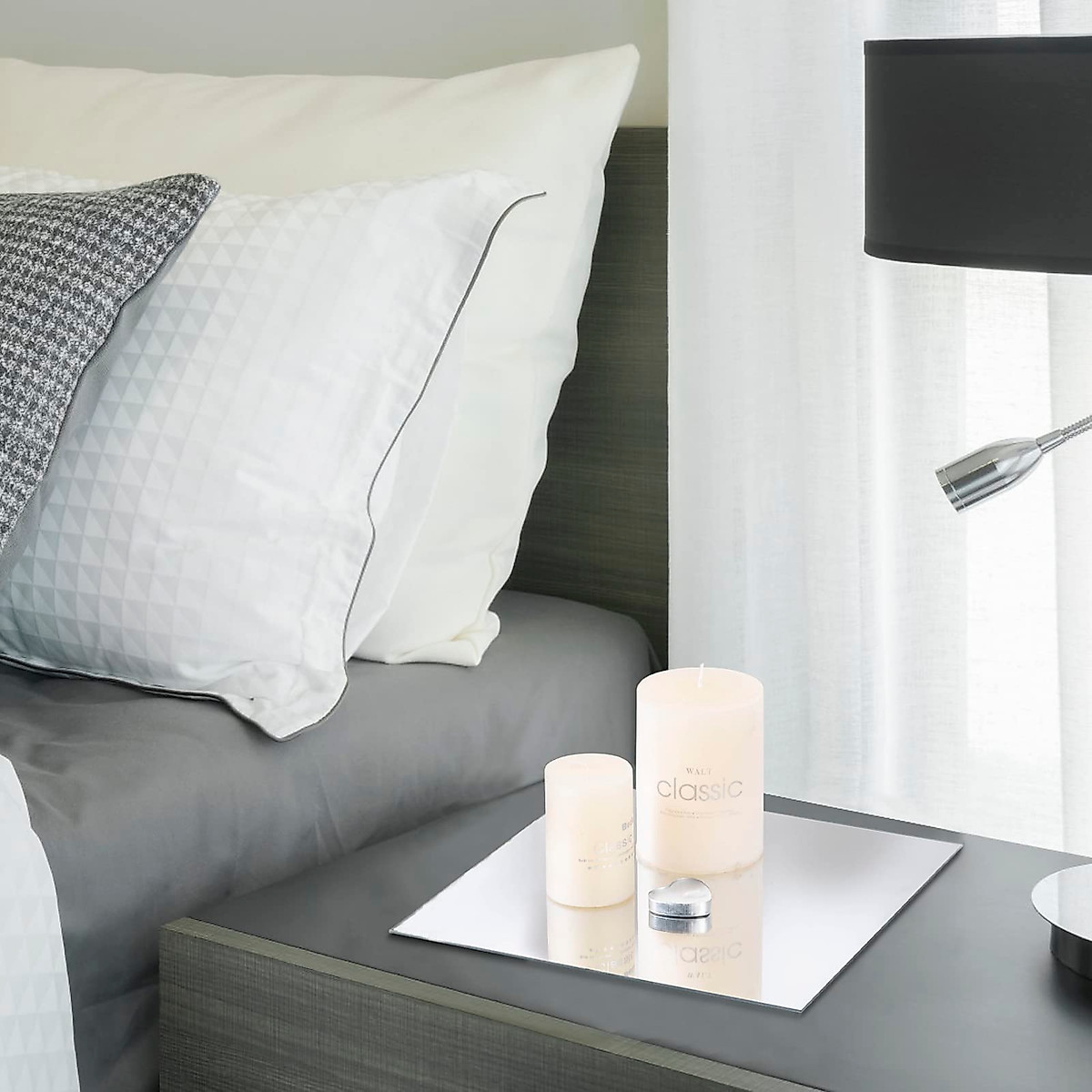 JAMBALAY 12" Square Mirror Centerpieces for Table, Set of 12 Glass Mirror Table Centerpieces, Square Mirror Candle Plates, Glass Tray, Glass Mirror Centerpieces for Wedding and Party