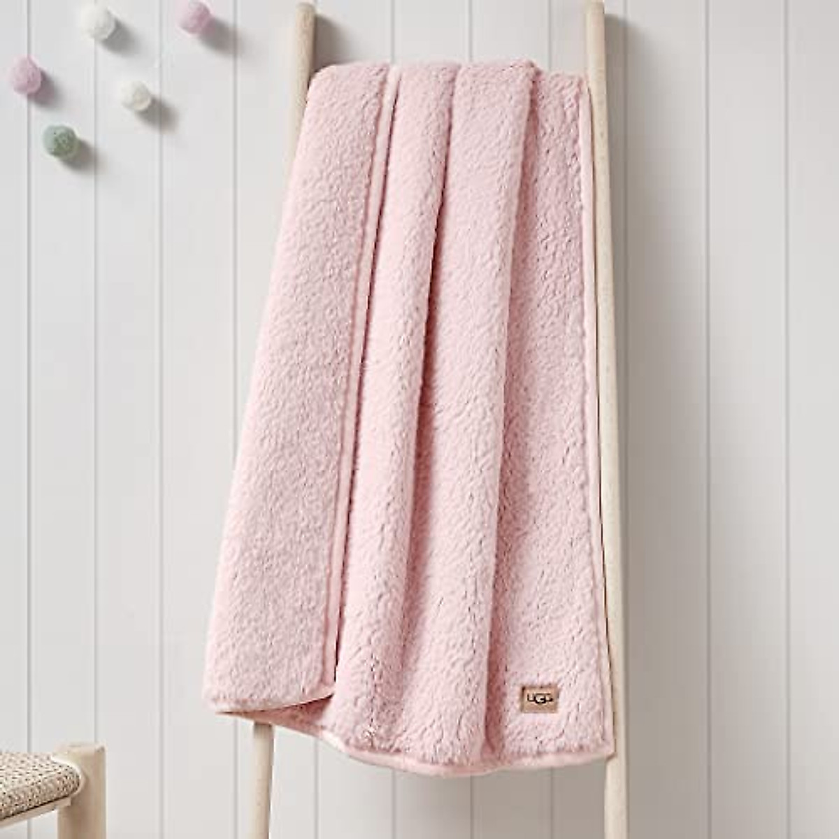 UGG 25110 Blakely Baby Blanket Comfy Cozy Machine Washable Luxury Throw Blankets for Newborn Babies Plush Sherpa Blankie Soft Gentle on Skin, 41 x 31-Inch, Pink Shell