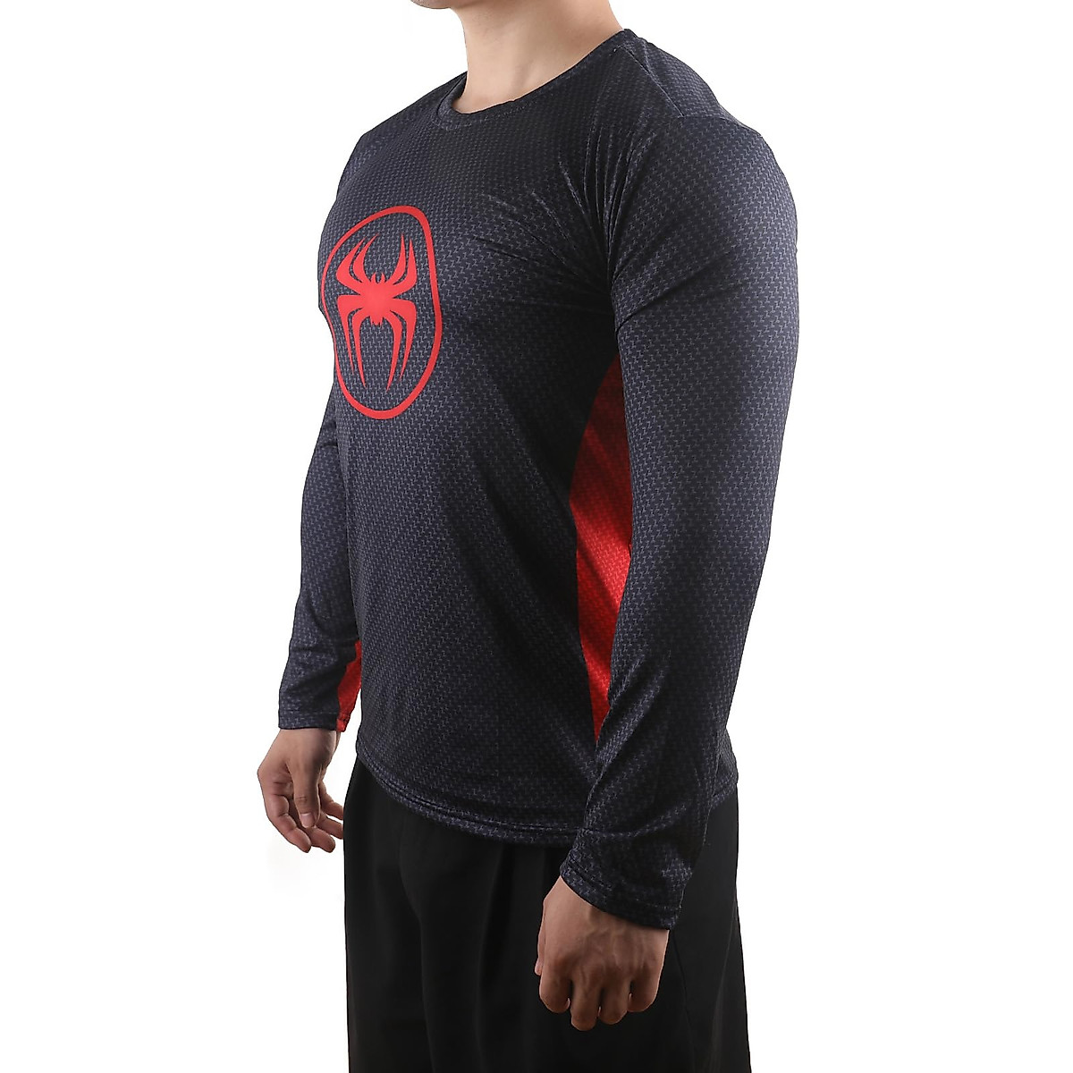 Rulercosplay Anime Movie Novelty T-Shirt Miles Digital Printing Quicky Dry Black&Red Compression Cosplay Shirt for Man, M