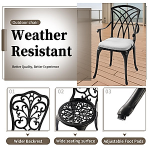Withniture 3 Piece Outdoor Bistro Set, Patio Bistro Table Set, All Weather Bistro Table and Chair Set of 2, Patio Dinning Furniture for Garden, Porch, Backyard