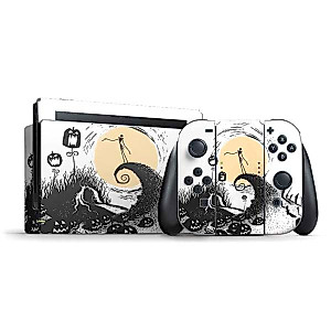 Skinit Decal Gaming skin compatible with Nintendo Switch Bundle - Officially Licensed Disney The Nightmare Before Christmas Jack on Spiral Hill Art Design