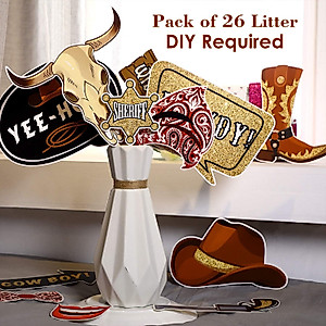 Blulu 26 Pieces West Cowboy Photo Booth Props Kit, Cowgirl Western Party Decorations Selfie Props for Western Cowboy Theme Party Favors Supplies (Cowboy)