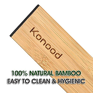 Konood Bamboo Drawer Divider Organizer - Drawer Organizer for Kitchen, Bedroom, Dresser, and Bathroom, Expandable 11.6 - 16.9 Inches, Fits Drawer Width between 12.5 inches to 16.0 inches, Set of 4